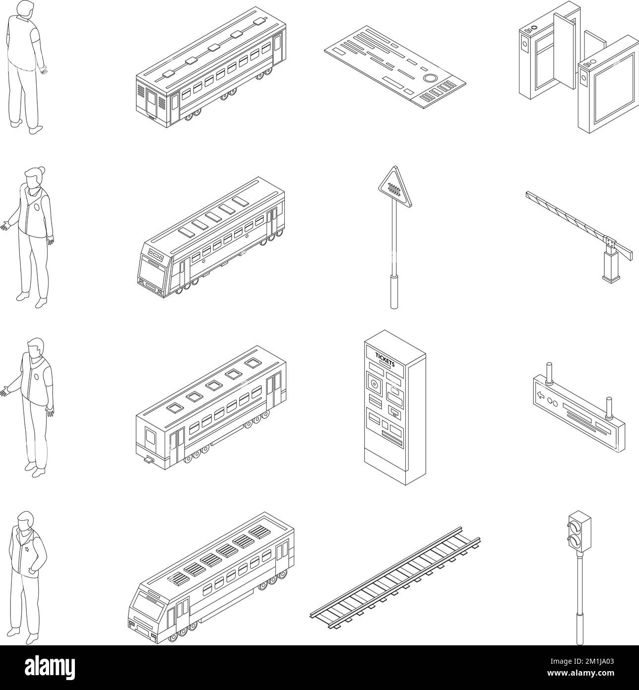 Electric train driver icons set. Isometric set of electric train driver ...