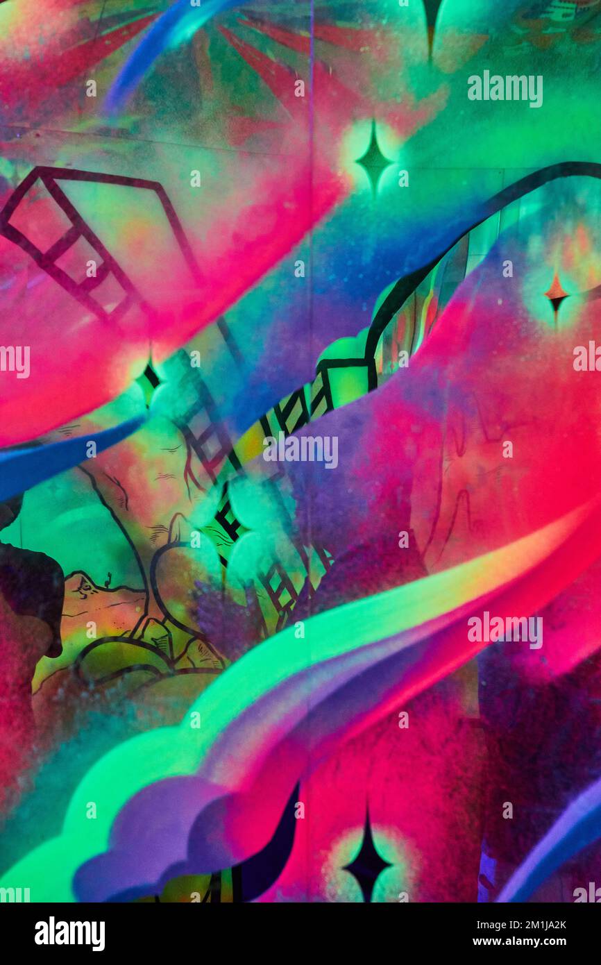 Abstract and unusual glowing wall of colorful art with stars Stock ...
