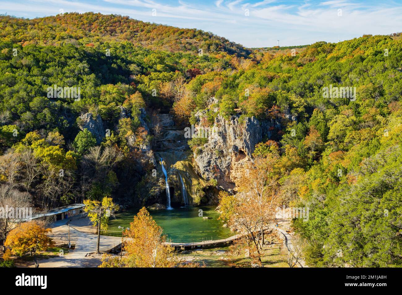 Sunny view of the fall color of Turner Falls at Oklahoma Stock Photo ...