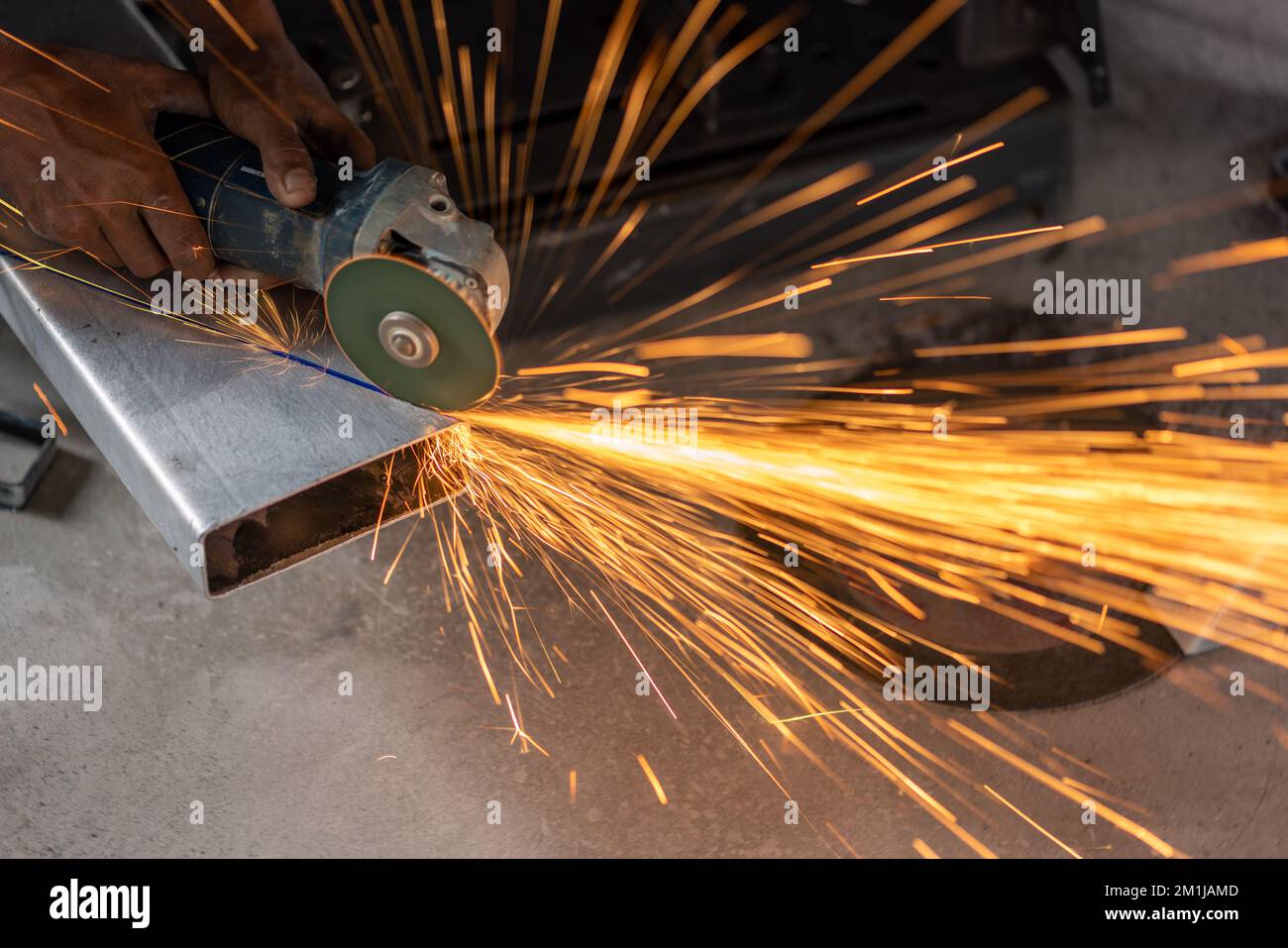 Unsafe construction of Myanmar migrant workers while cutting steel ...