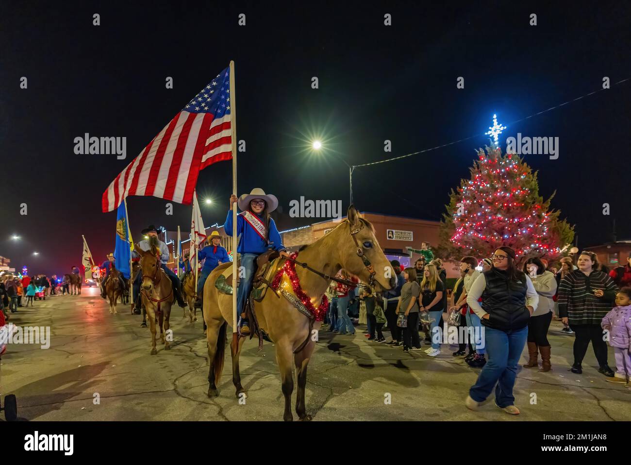 Oklahoma, DEC 8 2022 - Cowboy and cowgirl parade in the Purcell's ...