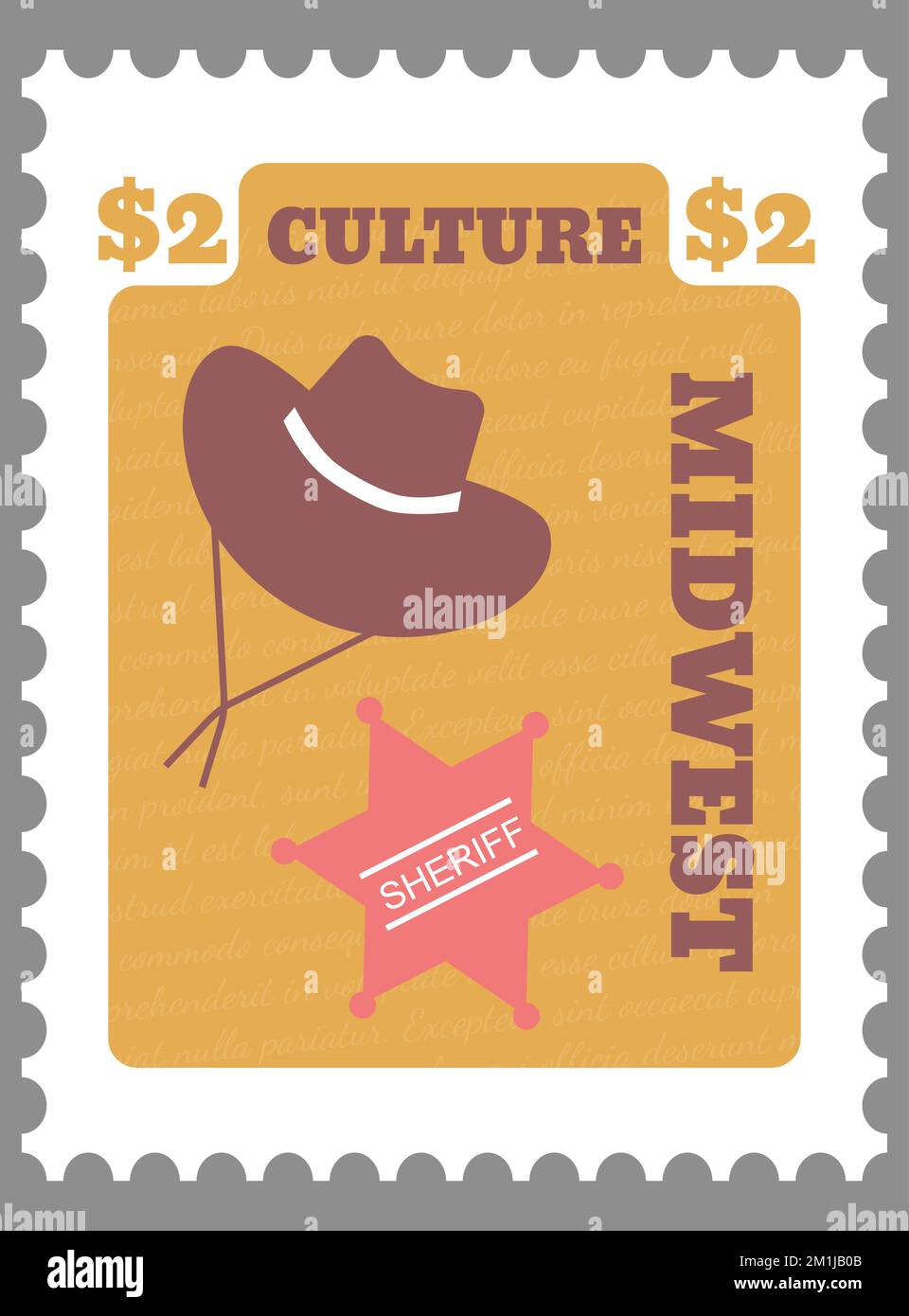 Culture of Midwest, sheriff hat postmark with price Stock Vector Image ...