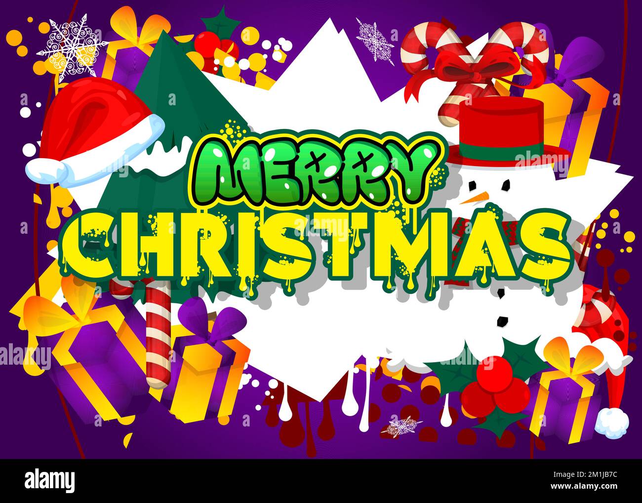 Merry Christmas Graffiti Tag Abstract Modern Street Art Decoration