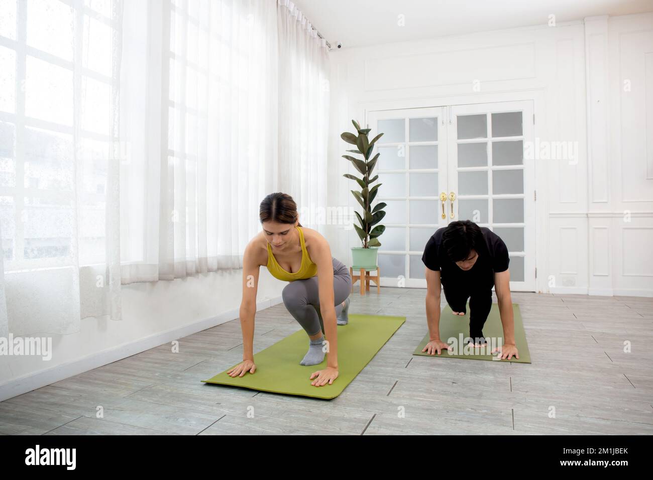Back bend exercise man home hi-res stock photography and images - Alamy
