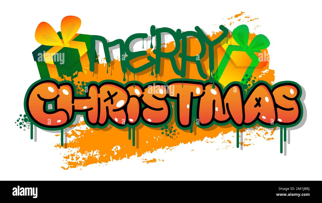 Merry Christmas. Graffiti tag. Abstract modern street art decoration ...