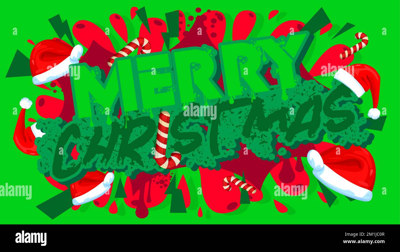Merry Christmas Graffiti Tag Abstract Modern Street Art Decoration