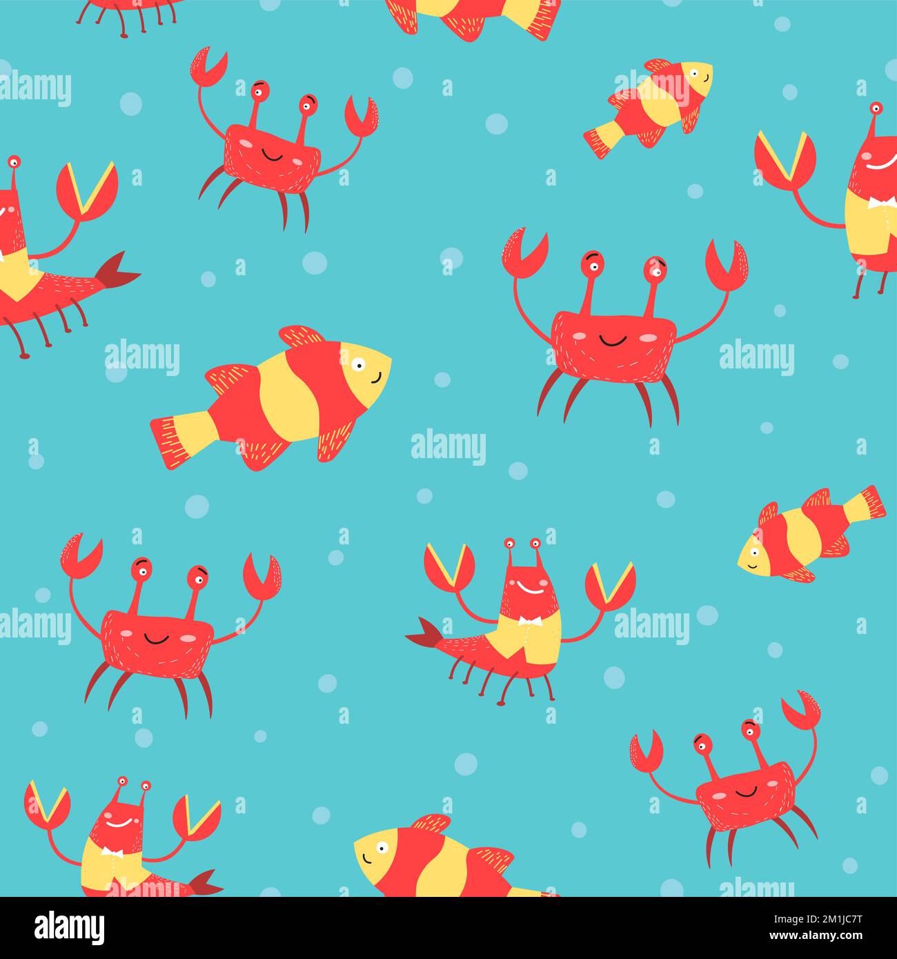 Crab and clown fish, aquarium seamless pattern Stock Vector Image & Art ...