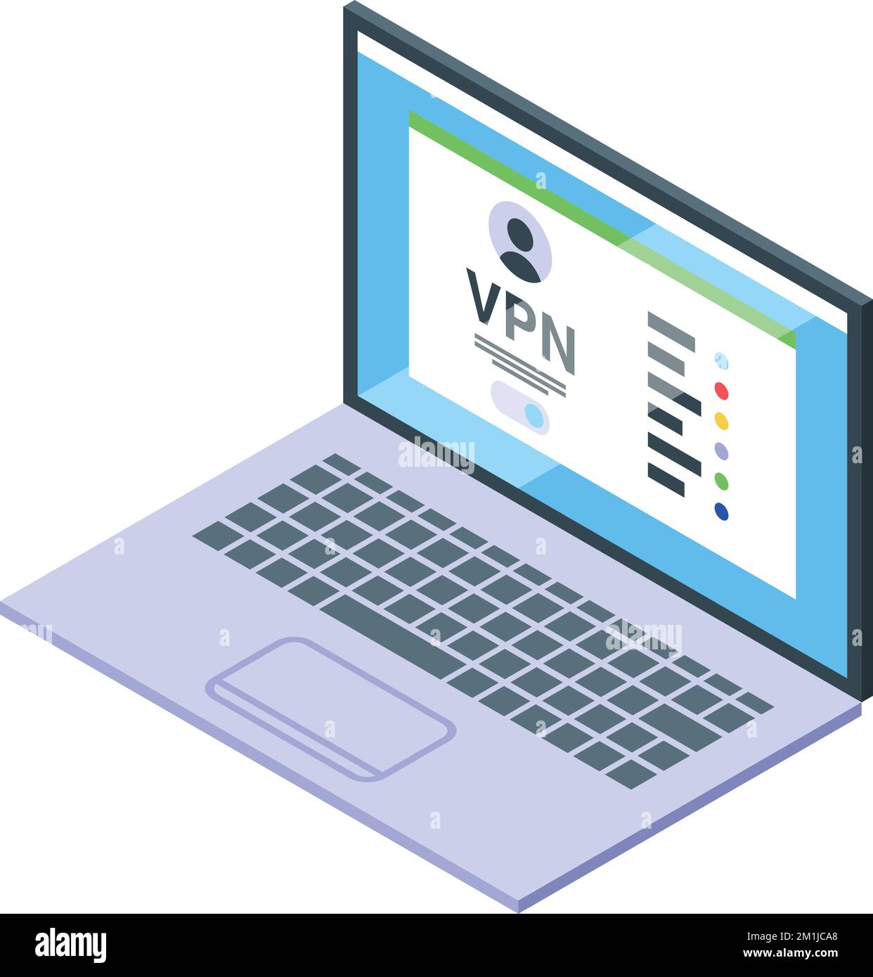 Laptop vpn icon isometric vector. Network server. Secure computer Stock ...