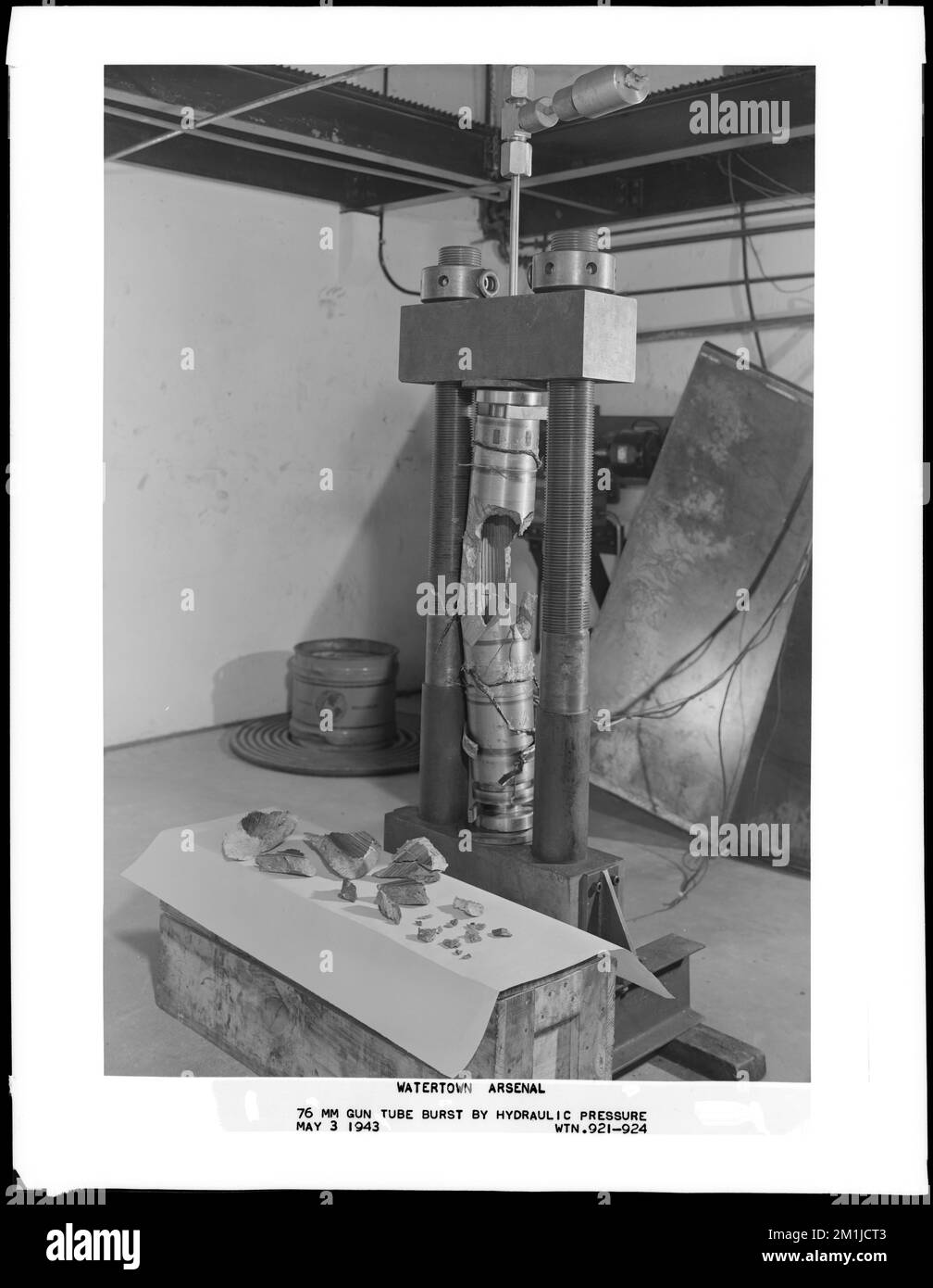 76 MM gun tube burst by hydraulic pressure , Armories, Ordnance ...