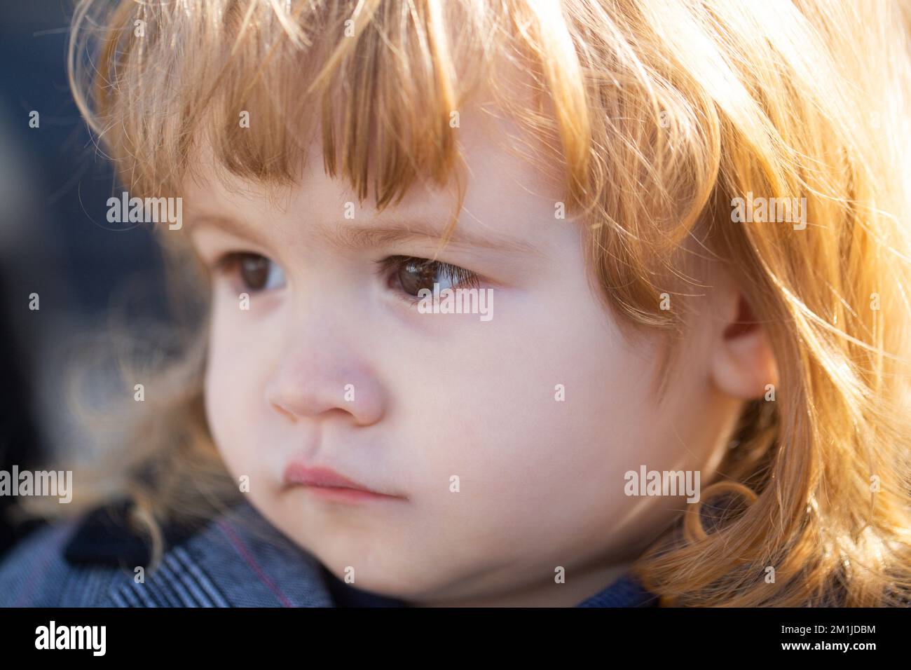 Funny baby child face close up. Kids head portrait Stock Photo - Alamy