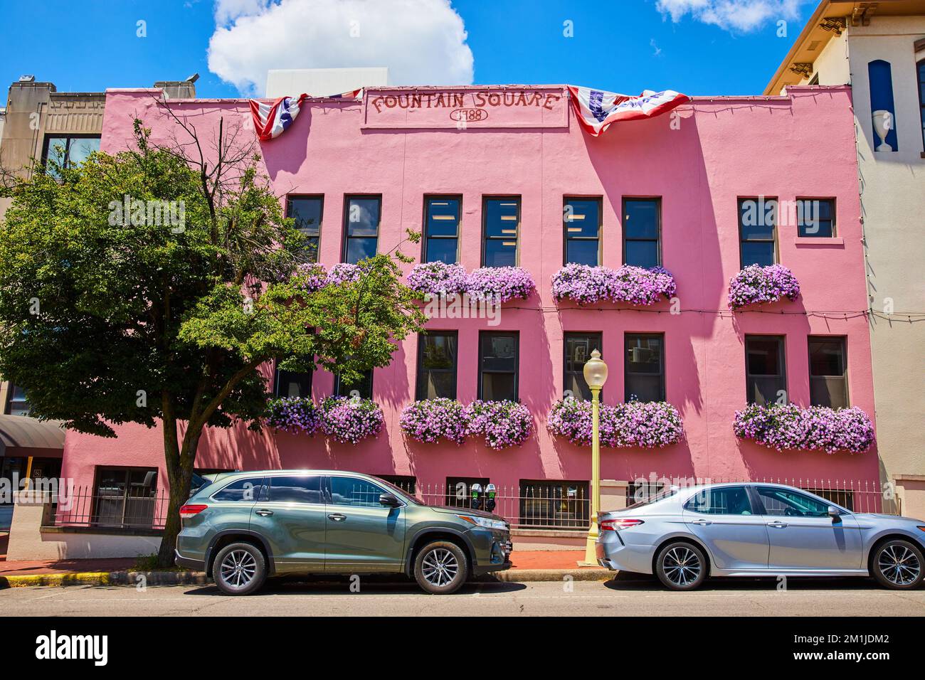Pink building covered in pink flowers in Bloomington Indiana Stock ...