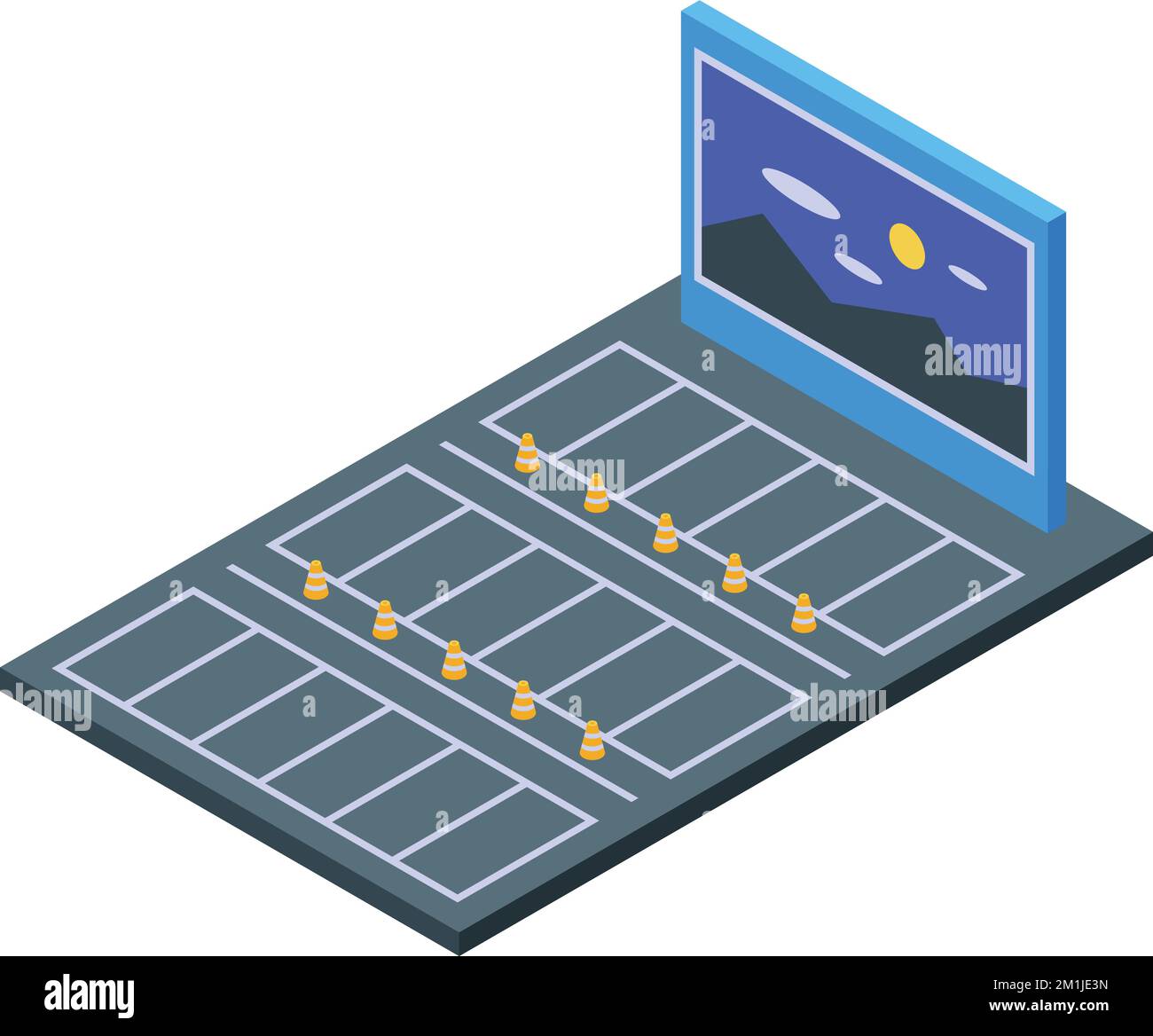 Drive in cinema parking icon isometric vector. Car movie. Air open ...