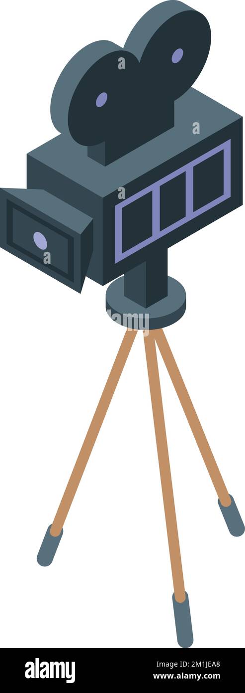 Cinema camera icon isometric vector. Drive movie. Car night Stock ...