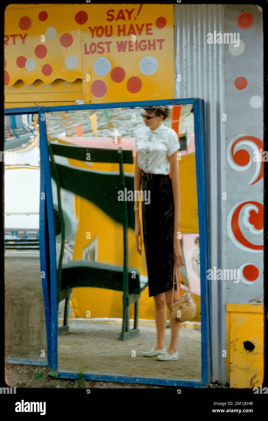A. Collins in mirror , Amusement parks, Mirrors, Reflections. Edmund L ...