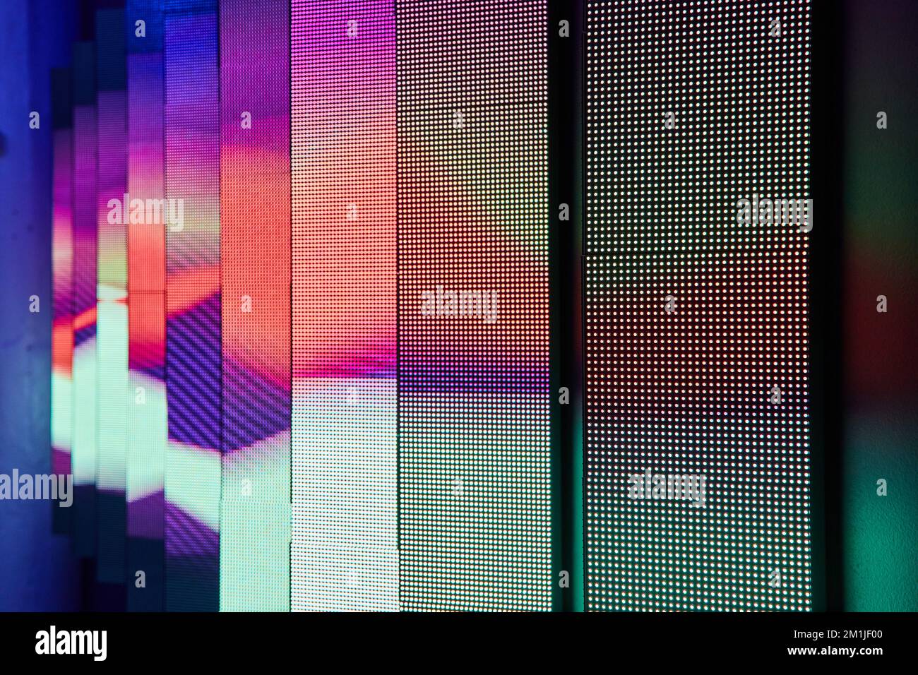 Texture abstract asset of vertical LED screens with waves of different ...