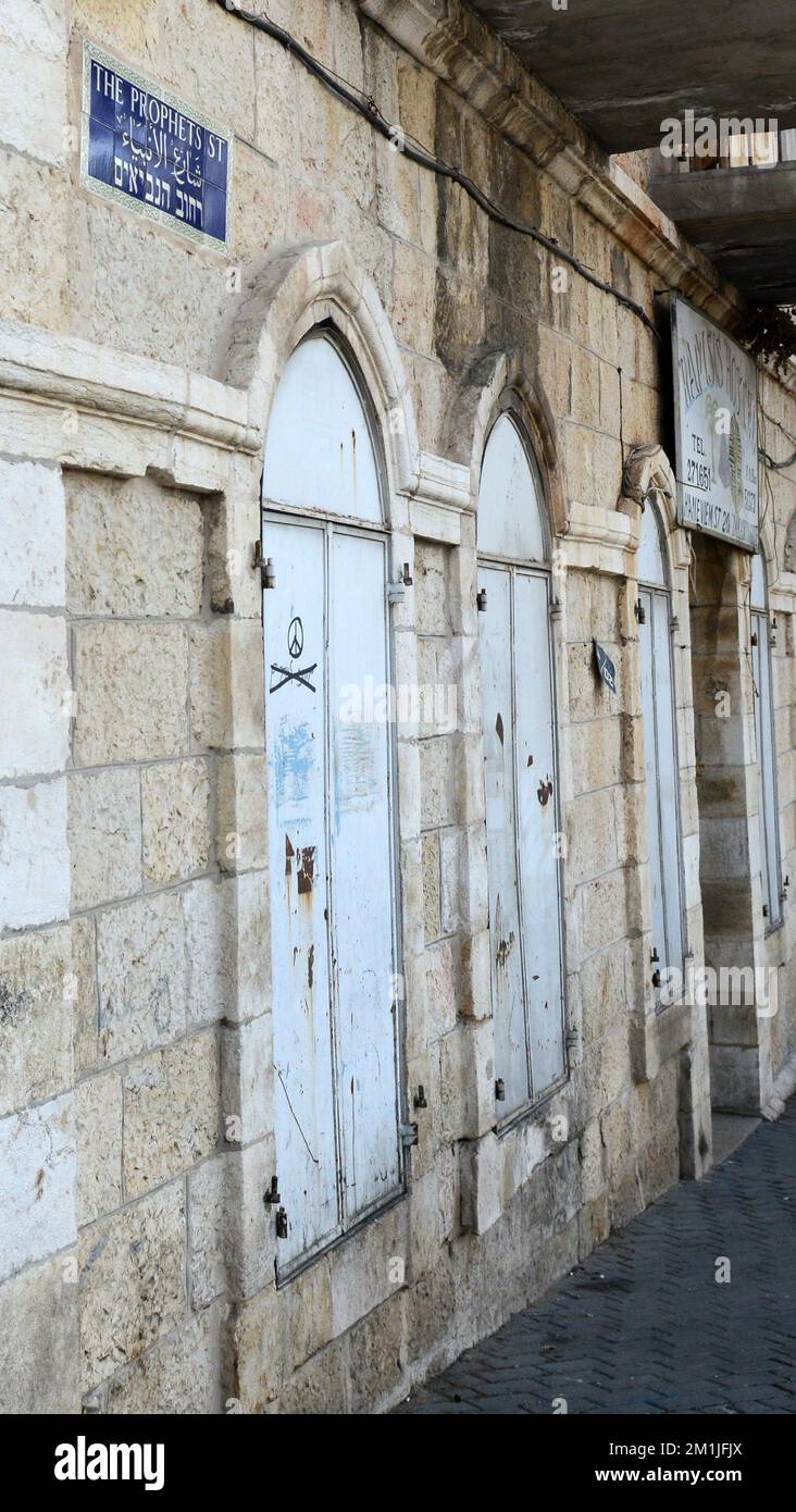 Beautiful old buildings on the ' Ha-Neviim ' street in East Jerusalem ...