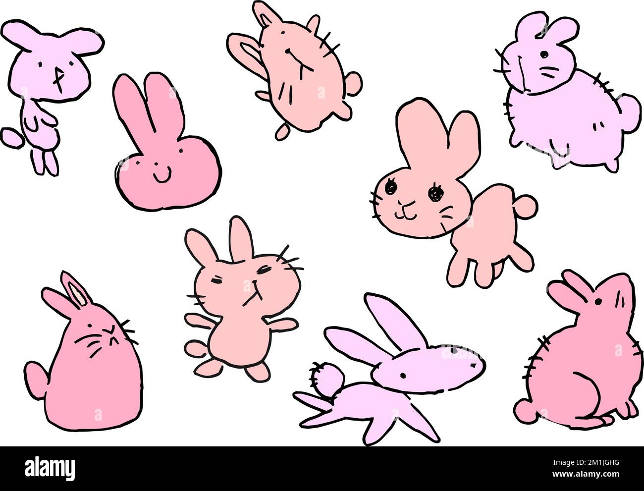 This is a illustration of Clip art of rabbit in children doodle style ...