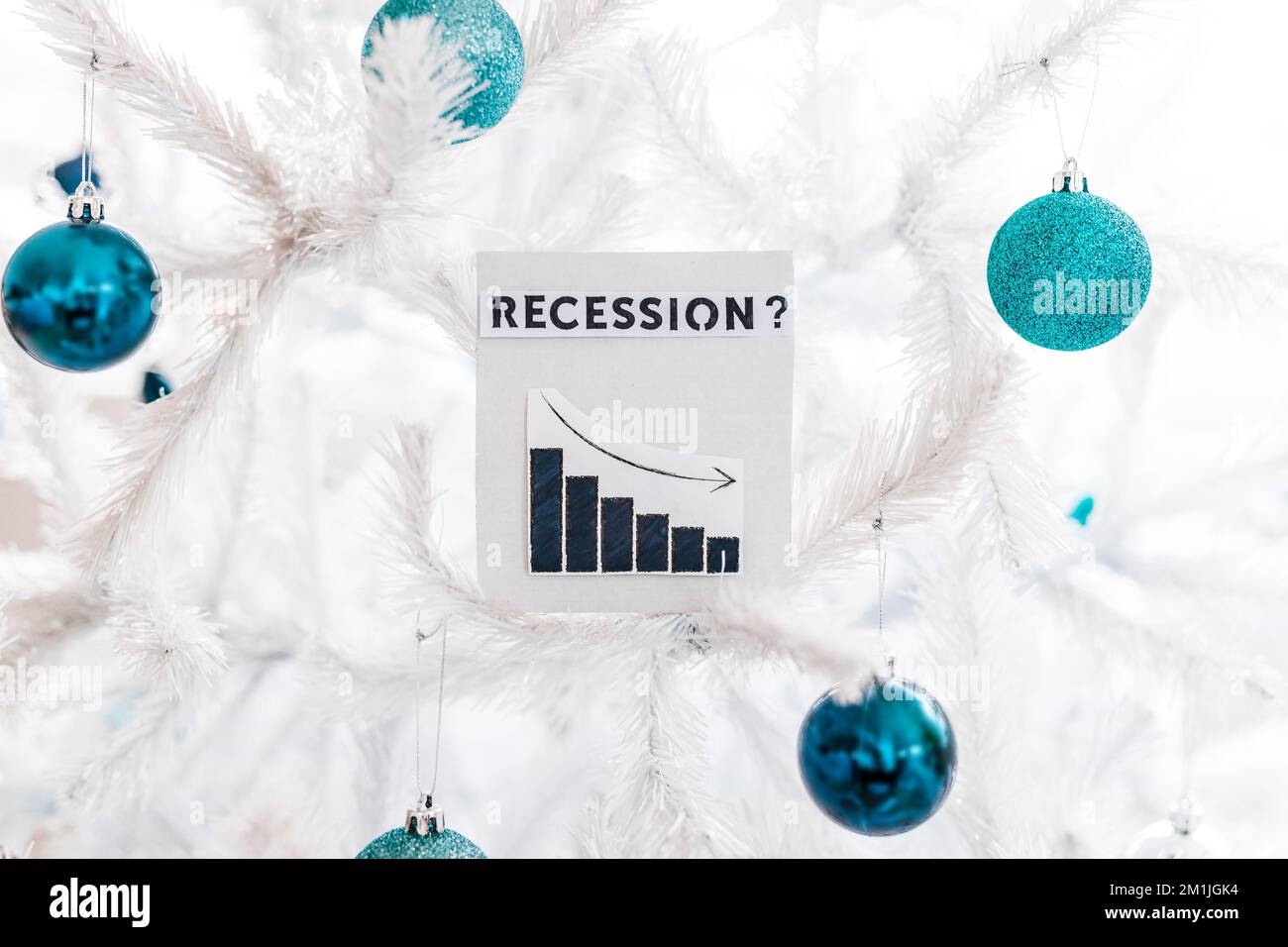Recession text and graph with stats going down in front of Christmas ...