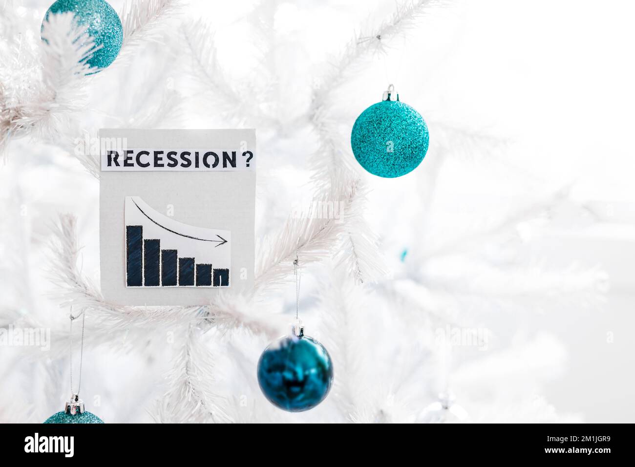 Recession text and graph with stats going down in front of Christmas ...