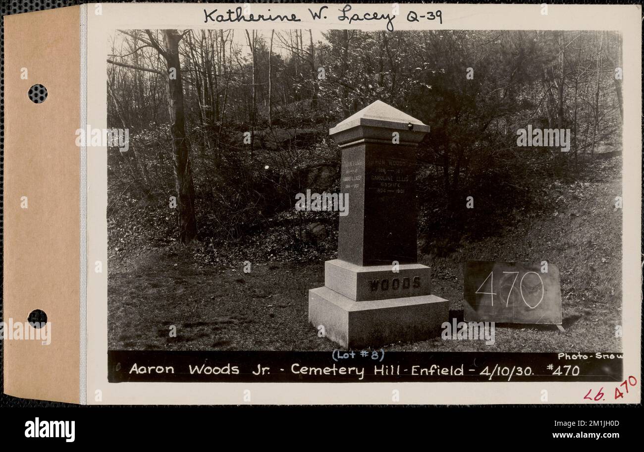 Aaron Woods Jr., Cemetery Hill Cemetery, lot 8, Enfield, Mass., Apr. 10 ...