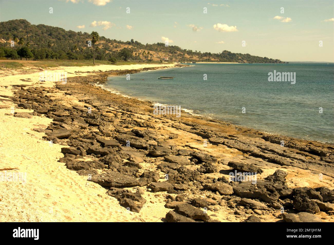 Landscape of sandy, rocky beach near Batu Termanu in Central Rote, Rote ...