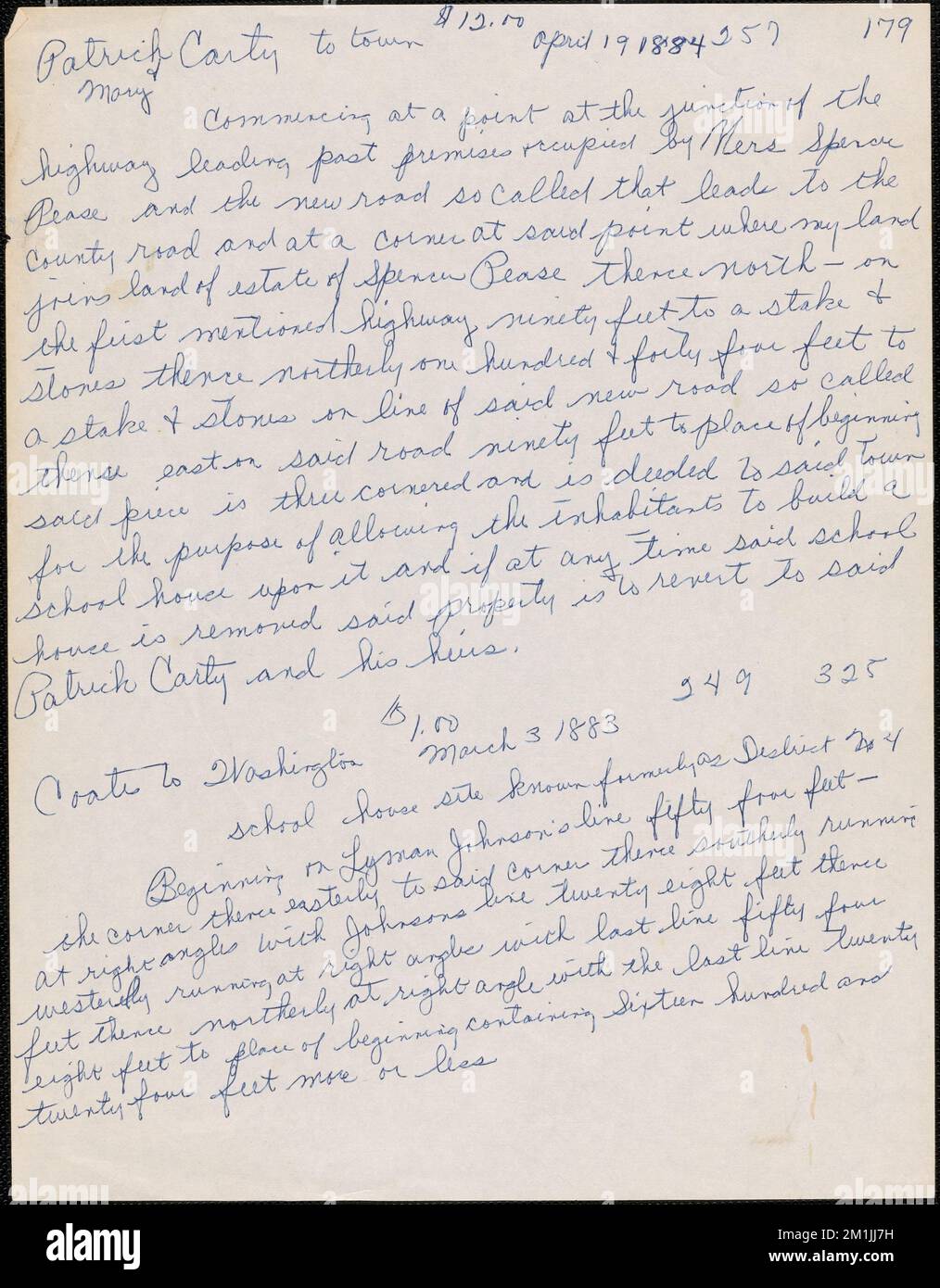 Acquisition of land for schools in 1883 and 1884 from Coates and ...