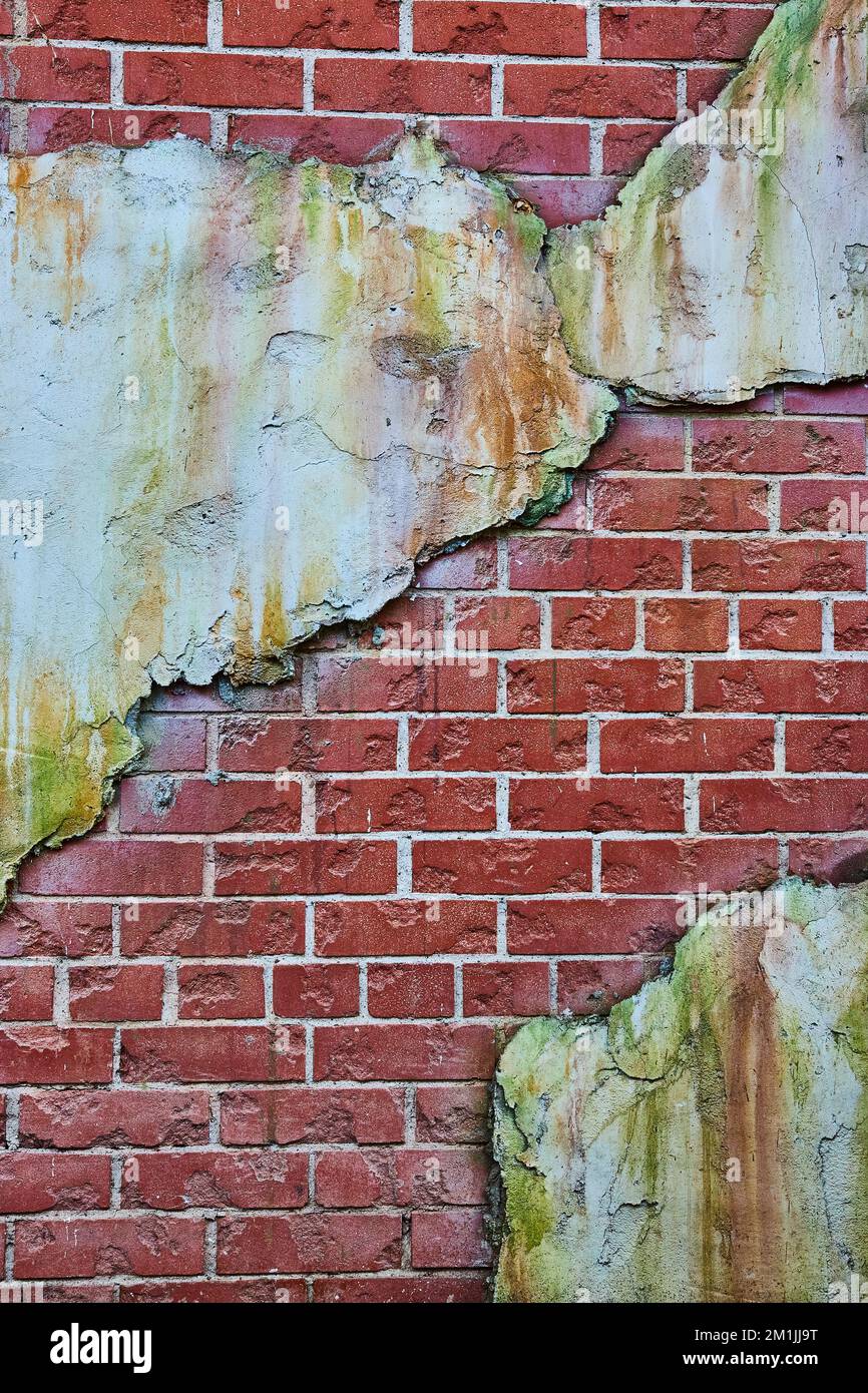 Red brick and white plaster wall texture asset aging and decaying Stock ...