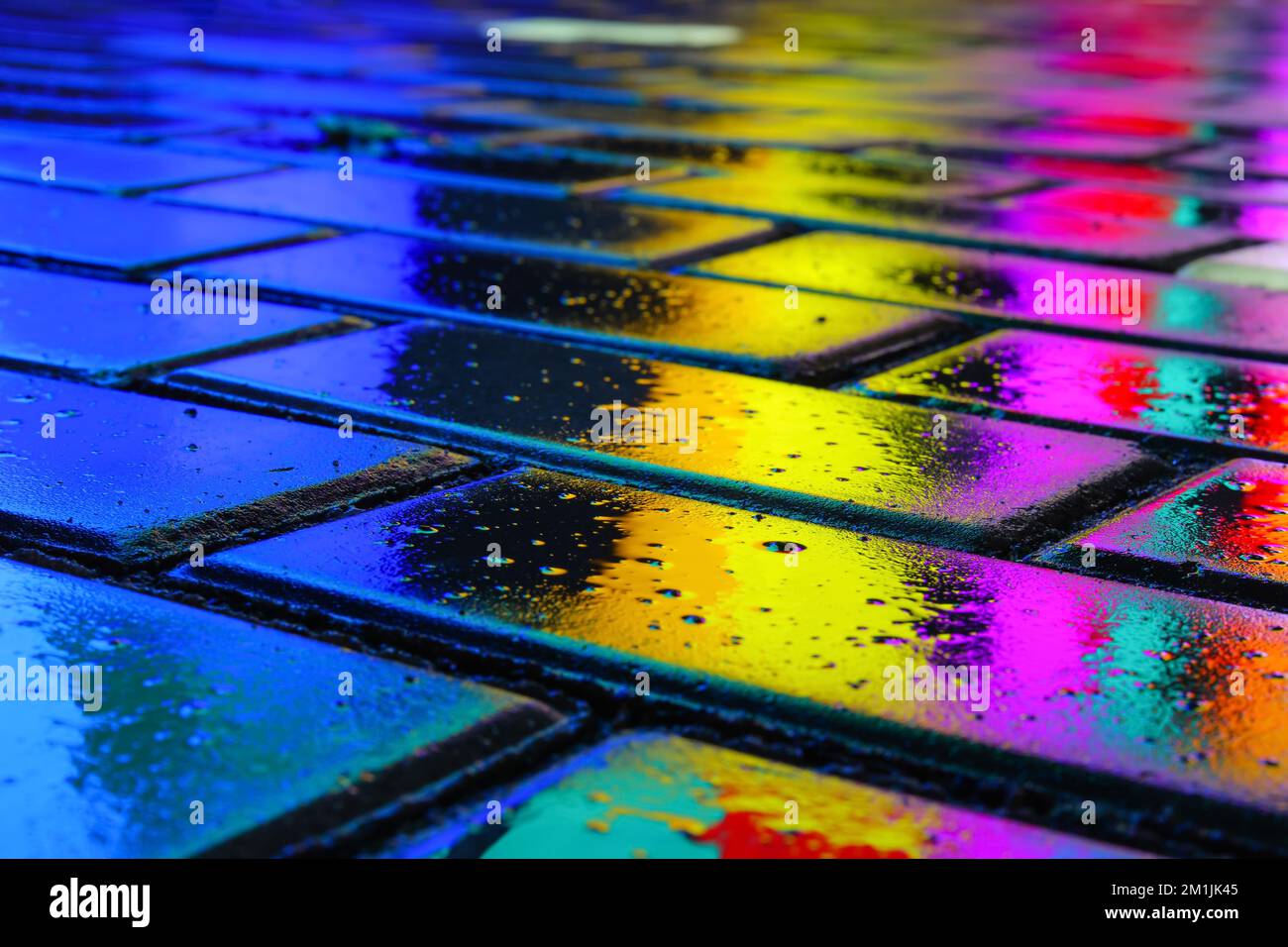 Different color wet tiles as background, closeup Stock Photo - Alamy