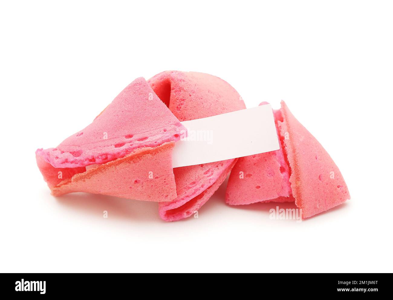 Pink fortune cookies with piece of paper on white background Stock ...