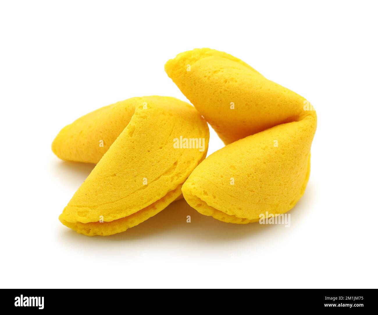 Yellow fortune cookies on white background Stock Photo - Alamy