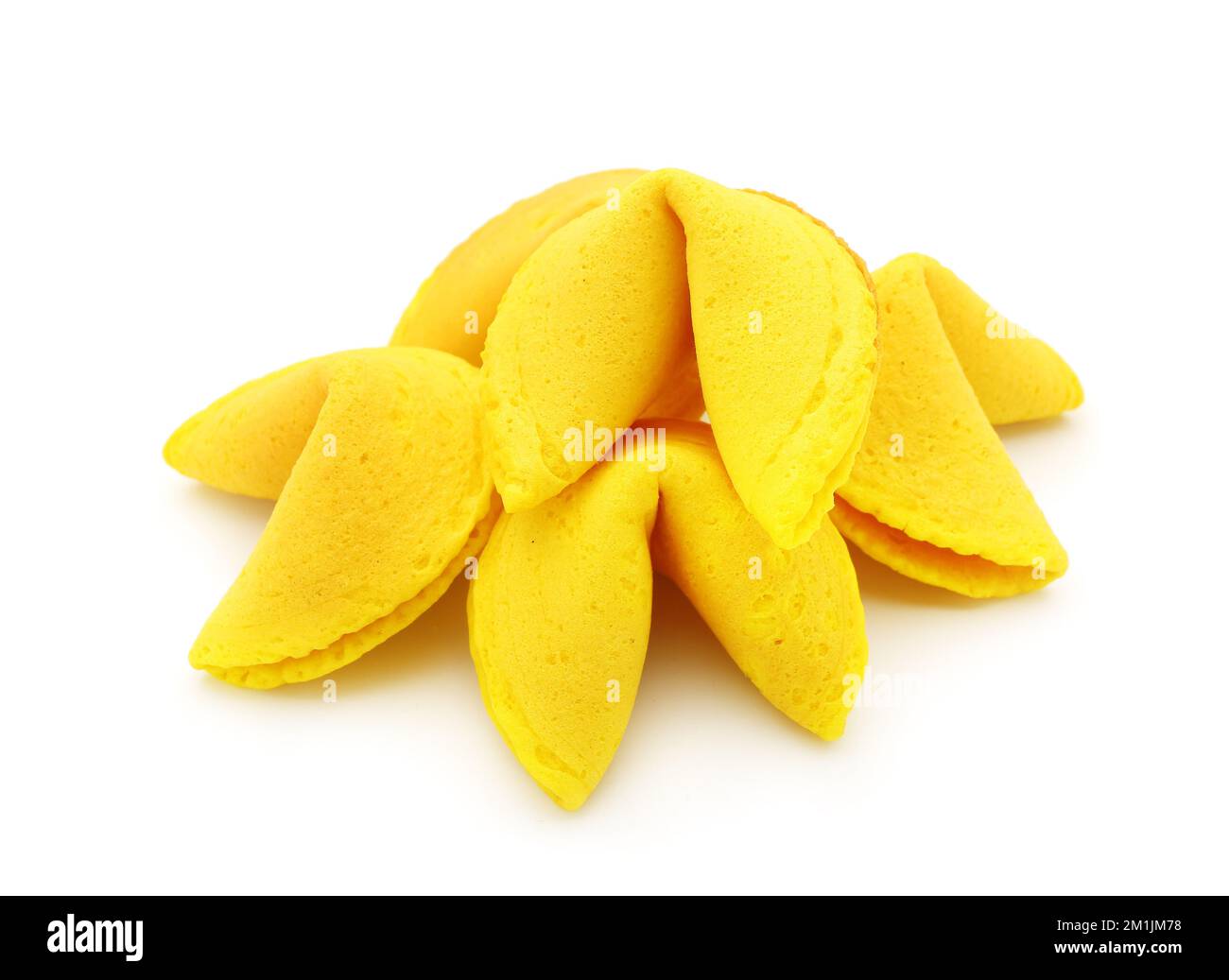 Yellow fortune cookies on white background Stock Photo - Alamy
