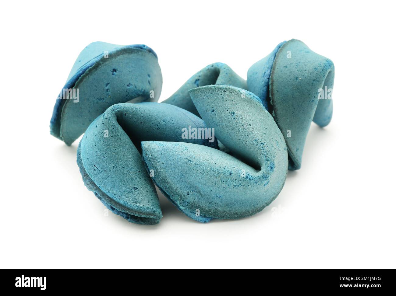 Blue fortune cookies on white background Stock Photo - Alamy