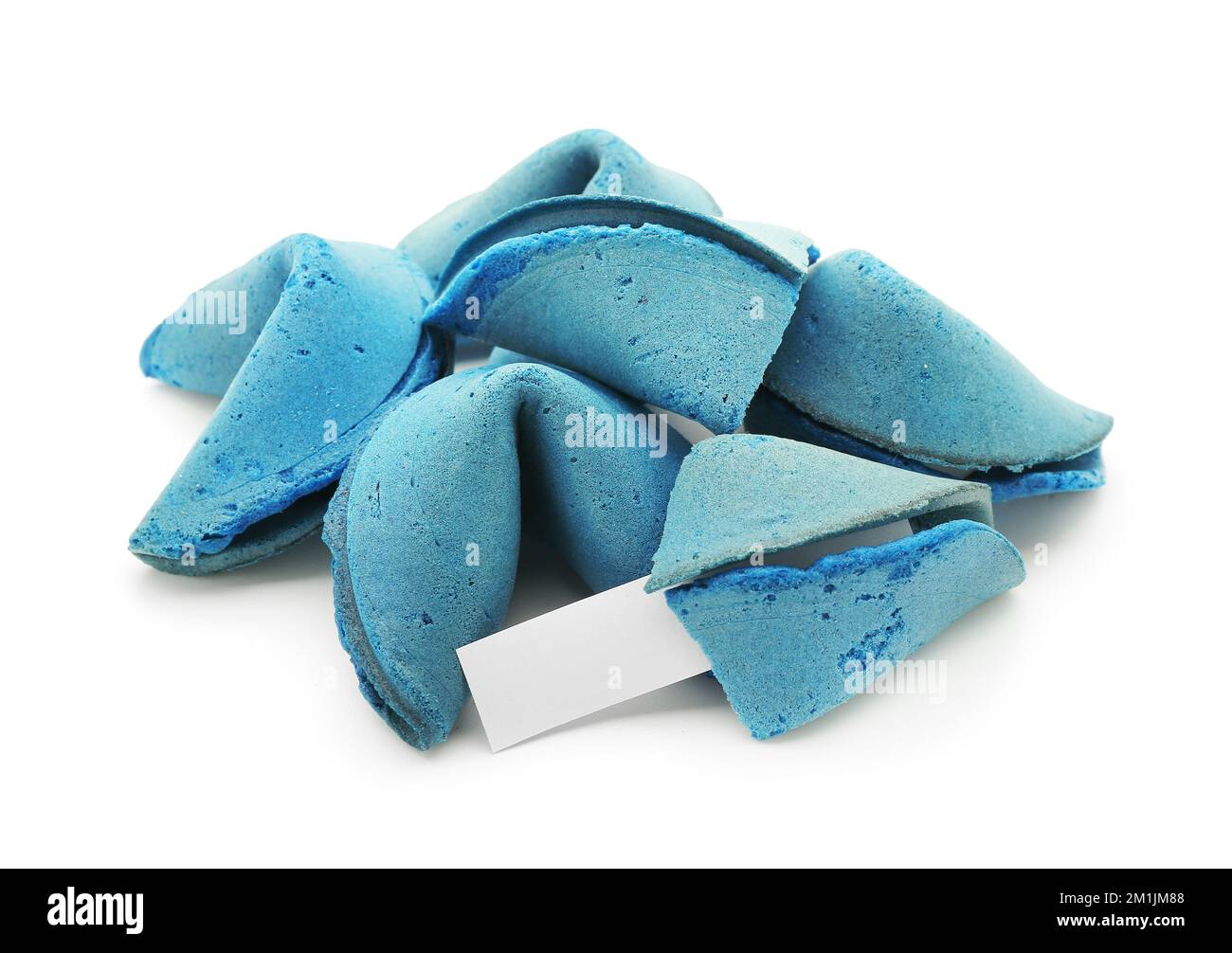 Blue fortune cookies with piece of paper on white background Stock ...