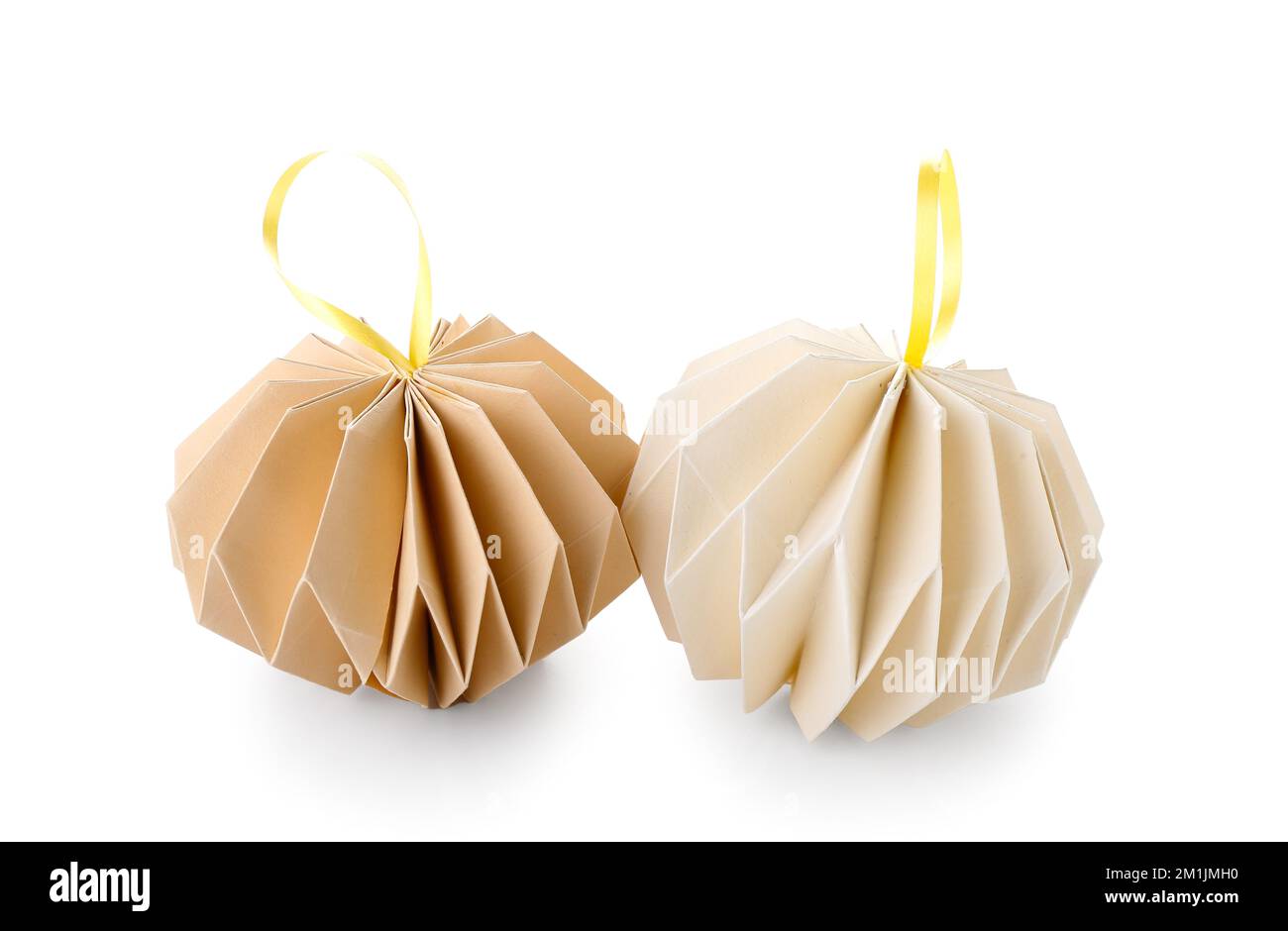 Paper Christmas balls on white background Stock Photo - Alamy