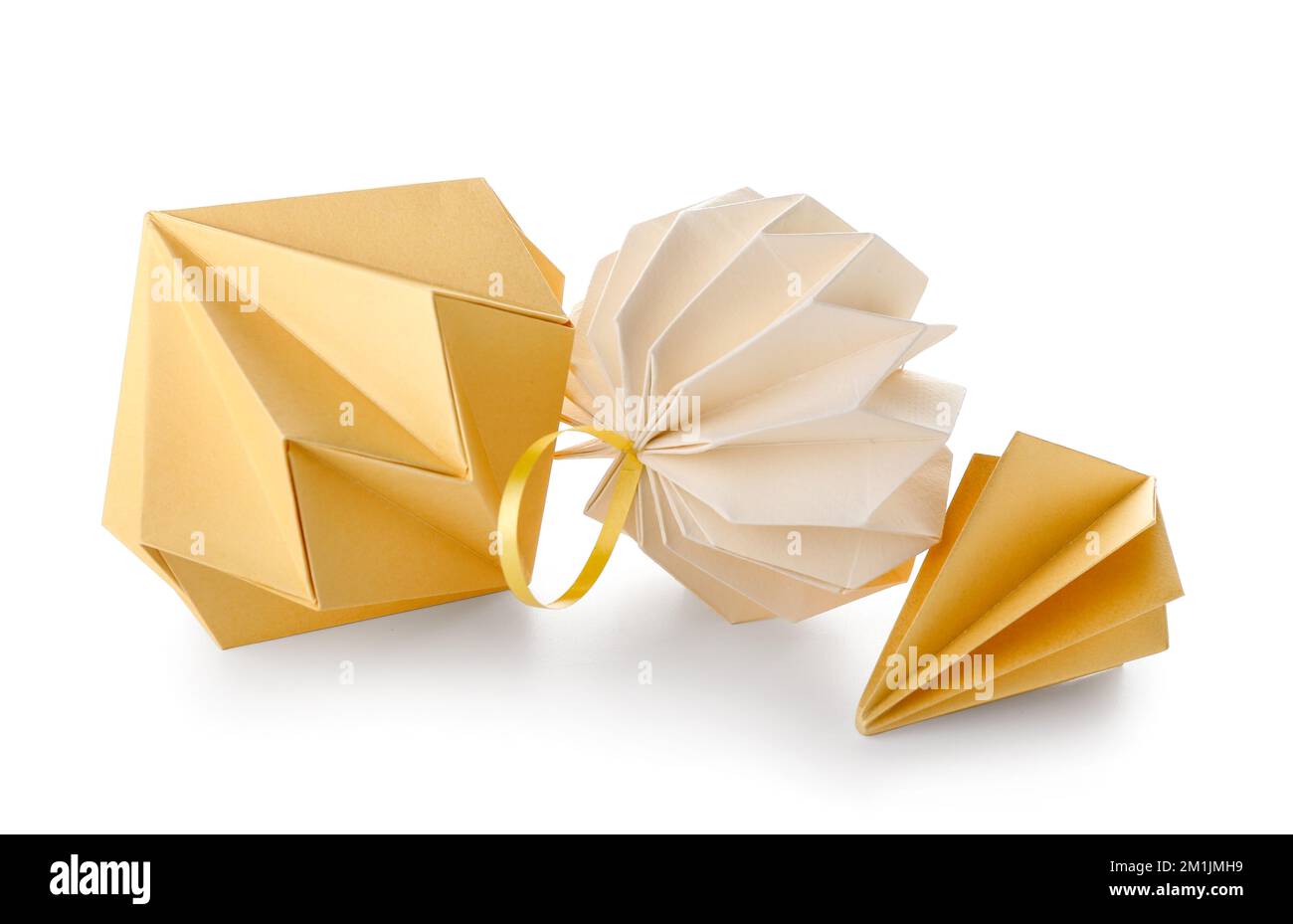 Paper Christmas balls on white background Stock Photo - Alamy