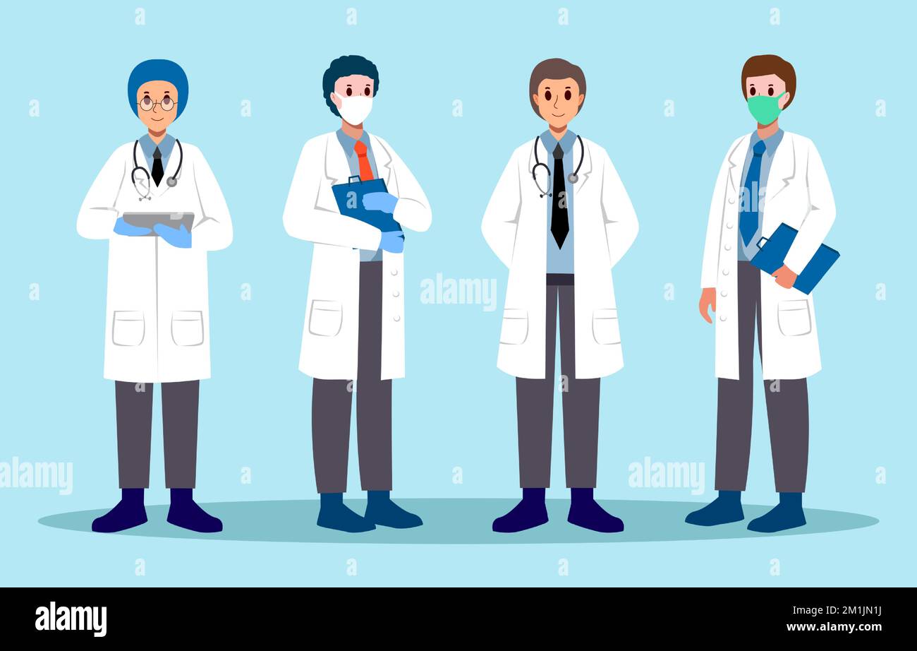 Male physician cartoon characters design . Vector Stock Vector Image ...