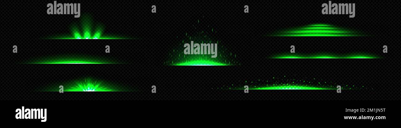 Realistic set of neon green light line dividers png isolated on ...