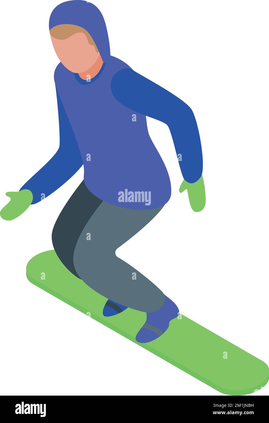 Fast snowboarding icon isometric vector. Active sport. Family team ...
