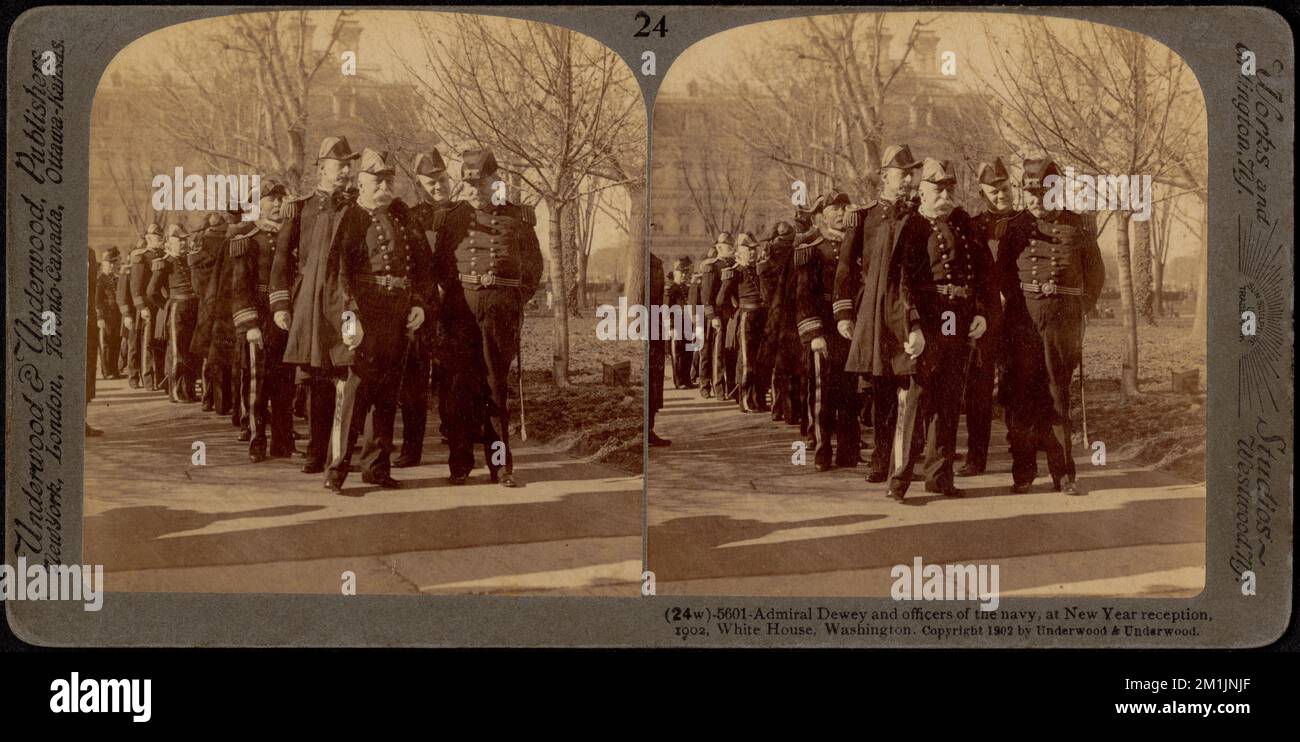 Admiral Dewey and officers of the navy, at New Year reception, 1902 ...