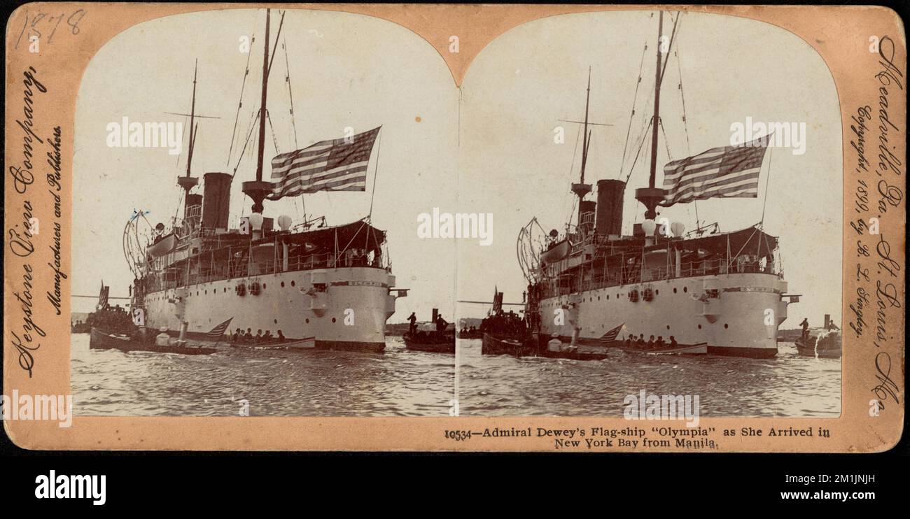 Admiral Dewey's flag-ship 'Olympia,' as she arrived in New York Bay ...