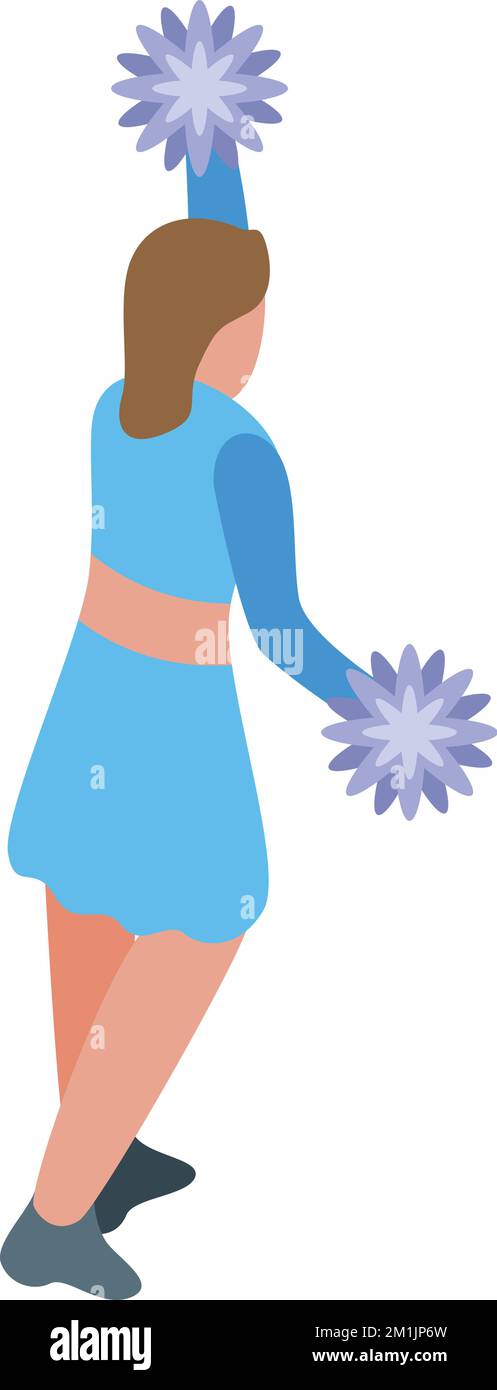 Cute cheer girl icon isometric vector. Pom leader. American girl Stock ...
