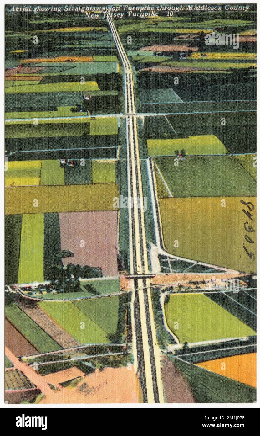 Aerial showing straightaway on turnpike through Middlesex County New ...