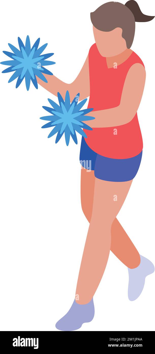 Cute girl icon isometric vector. Cheer leader. Woman dancer Stock ...