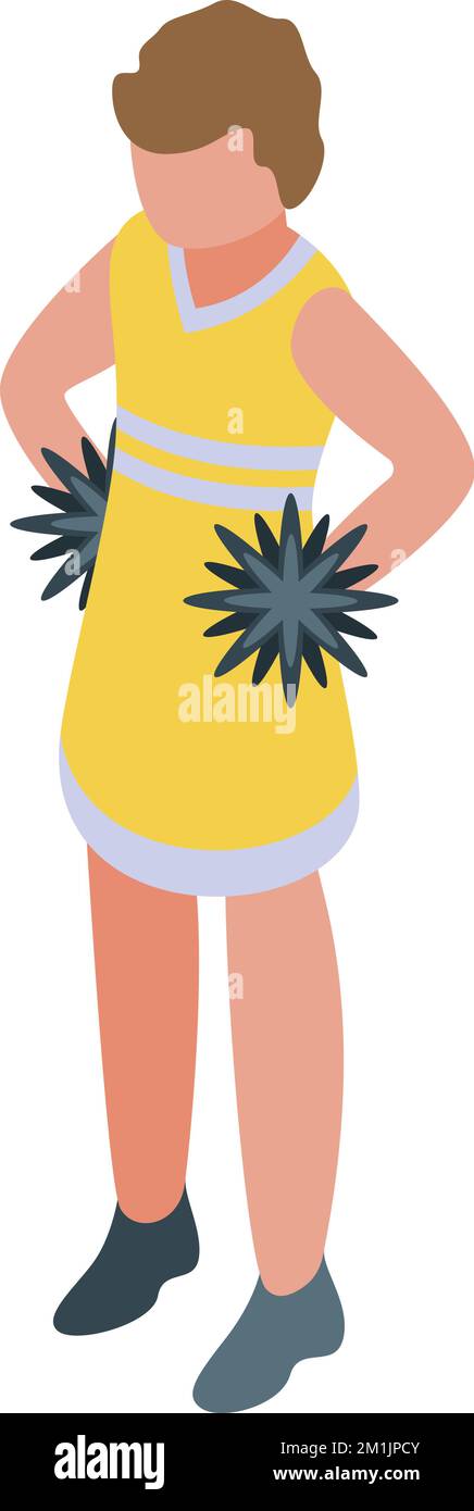 Cheer team girl icon isometric vector. American dancer. Cute student ...