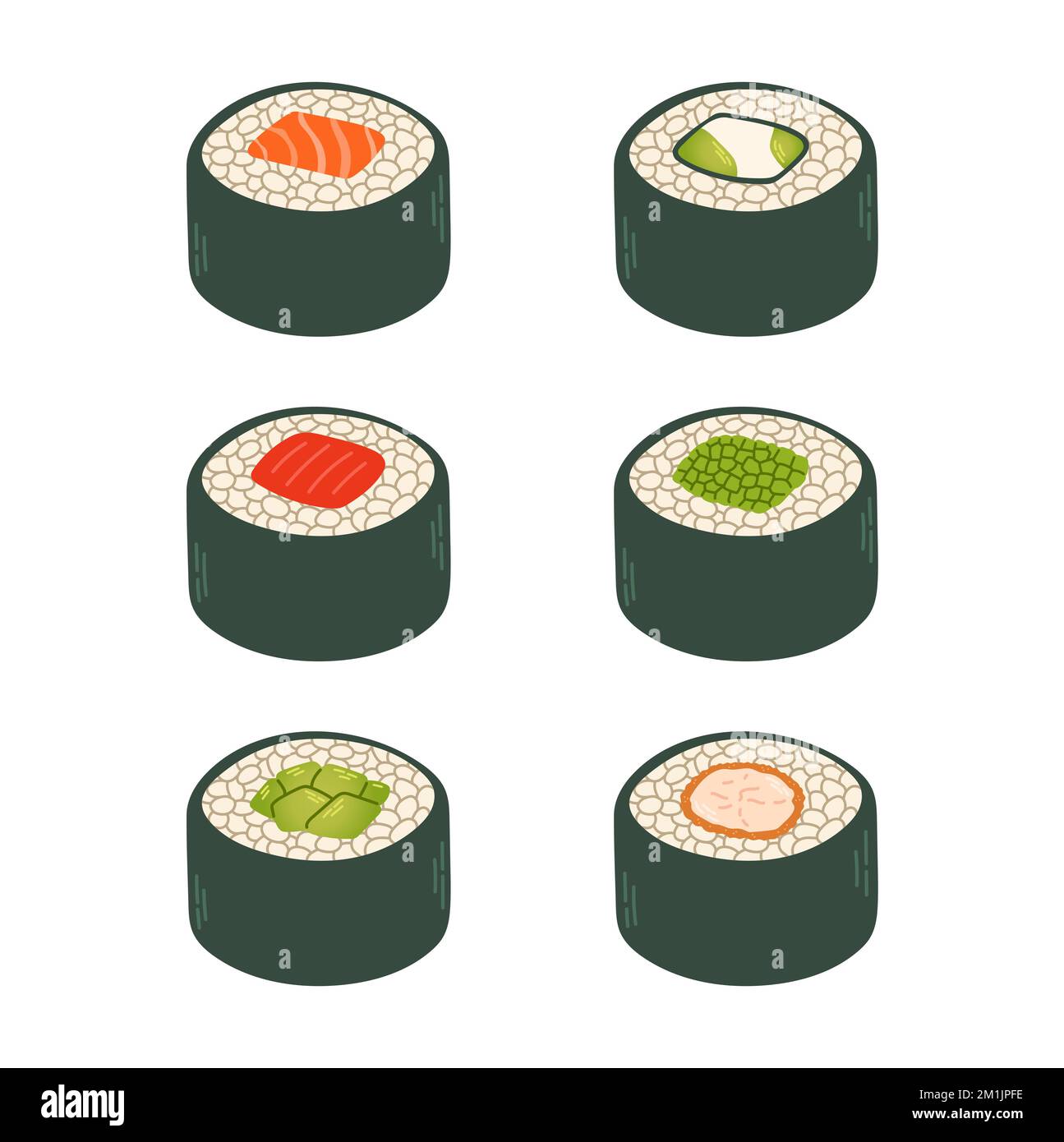 Sushi rolls set japan asian food vector logo design pack isolated on ...