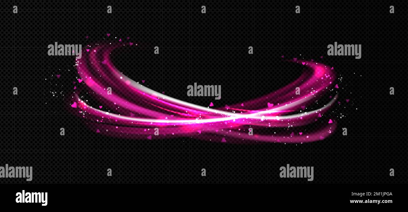 Pink vapor flows with hearts and sparkles. Concept of love, romance ...