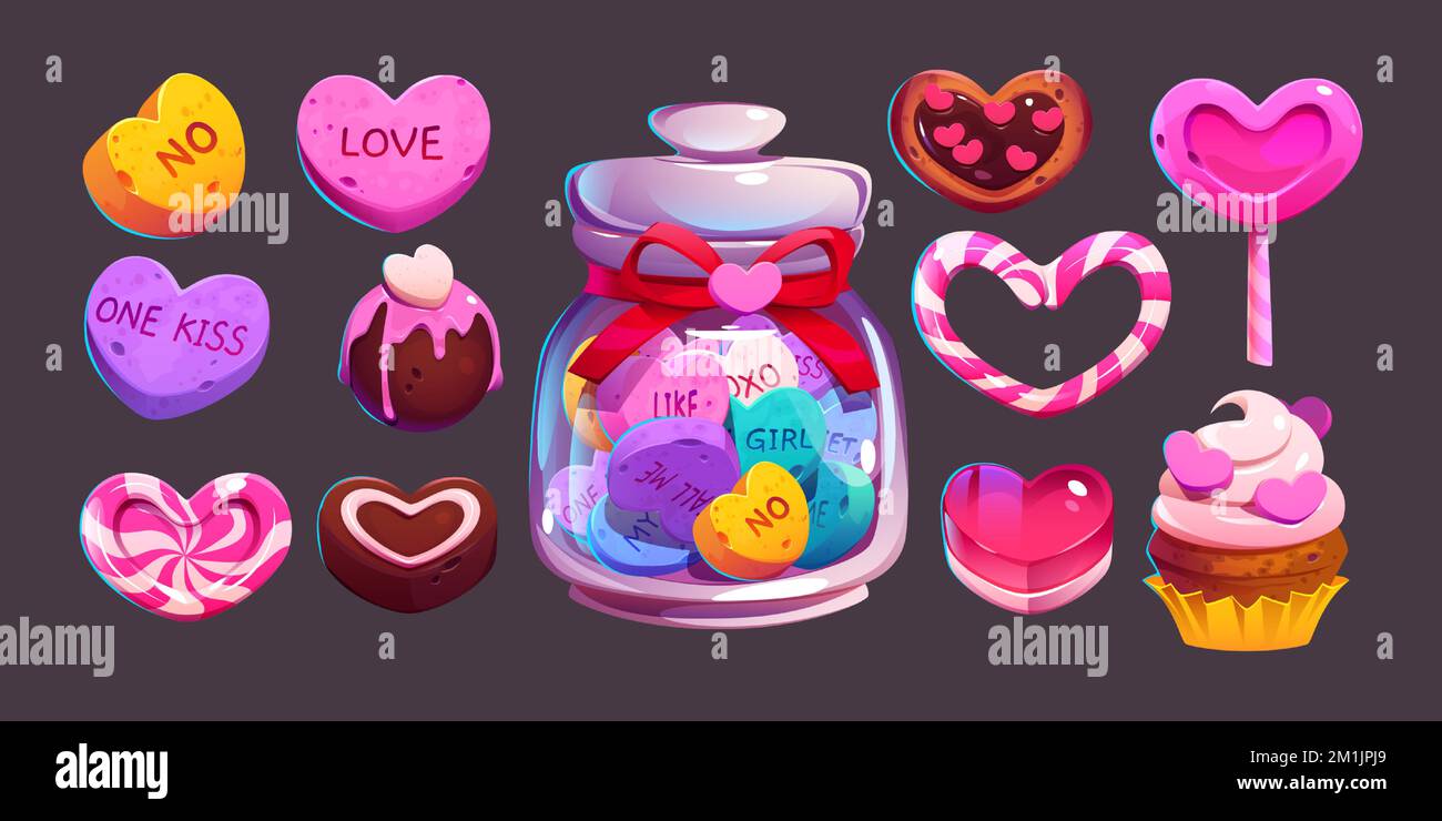 Valentine day sweets and pastry desserts. Conversation love candy with ...