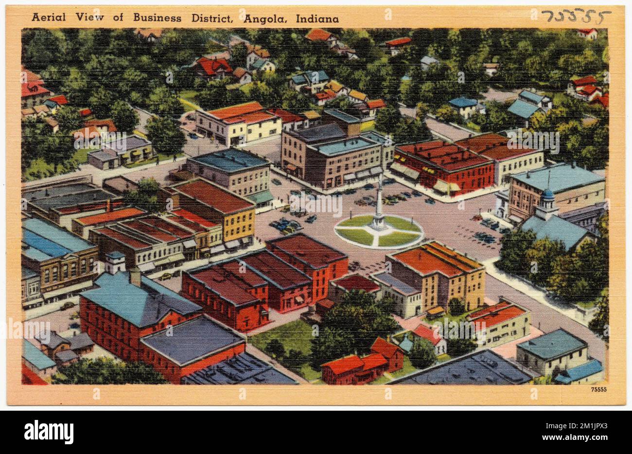 Aerial view of business district, Angola, Indiana , Cities & towns ...