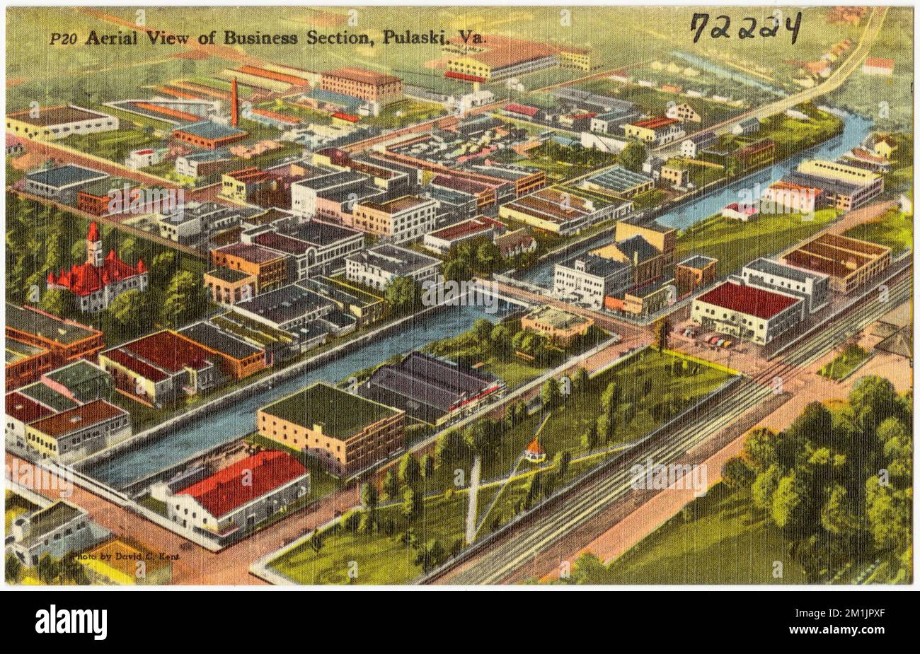 Aerial view of business section, Pulaski, Va. , Cities & towns, Tichnor ...