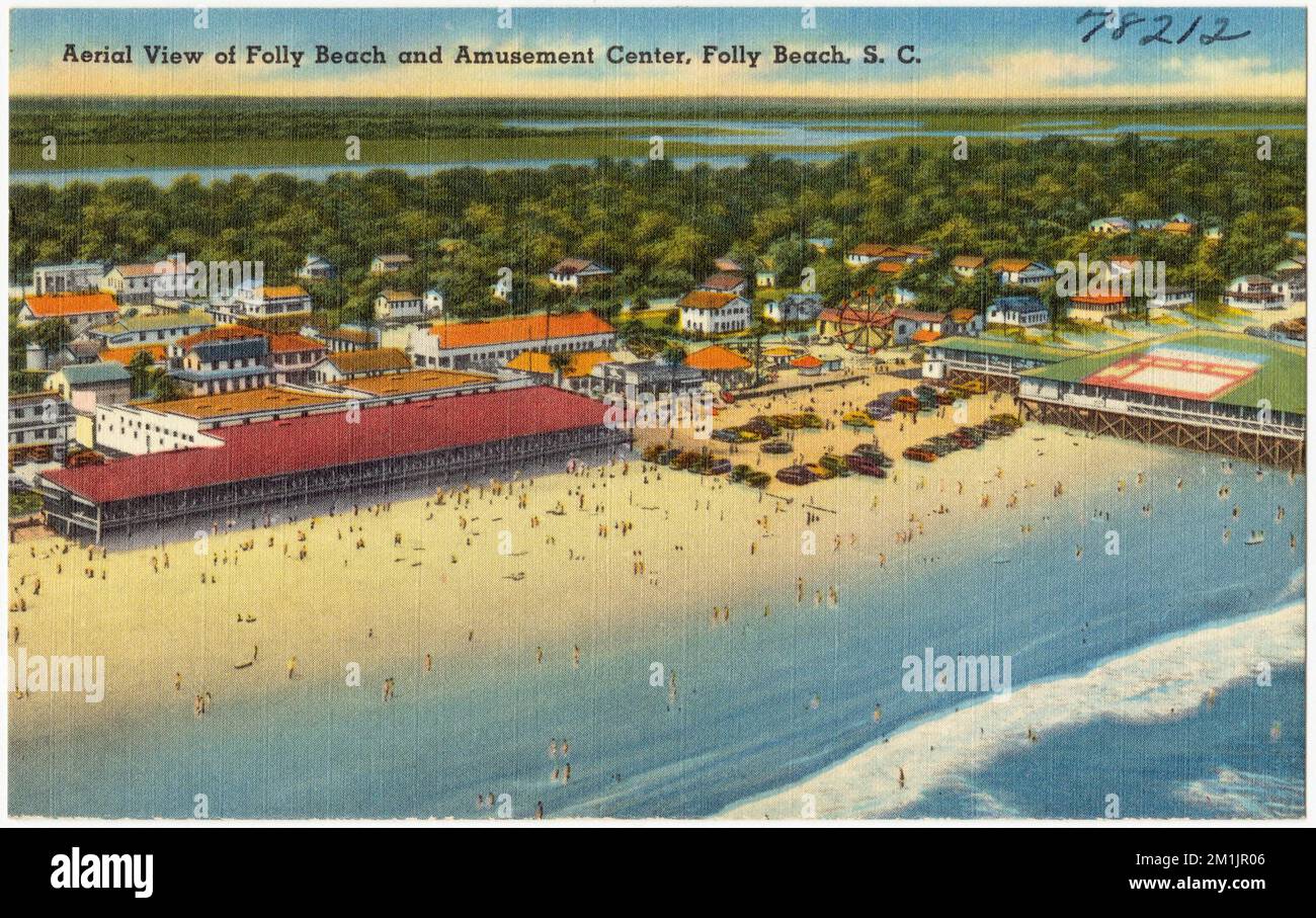 Aerial view of Folly Beach and amusement center, Folly Beach, S. C ...